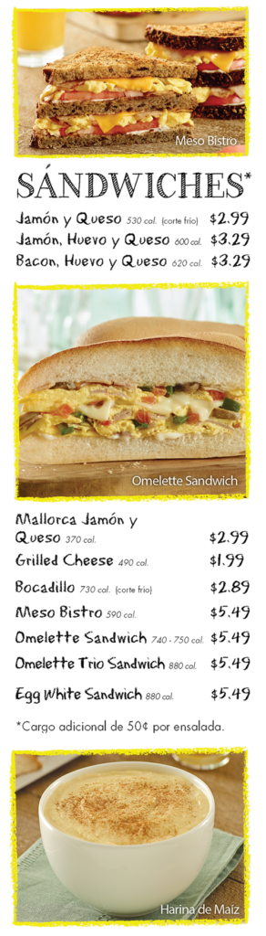 Menu - El Meson Sandwiches