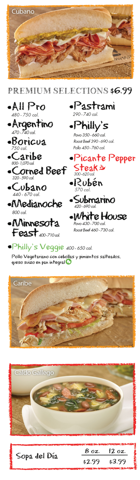 Menu - El Meson Sandwiches